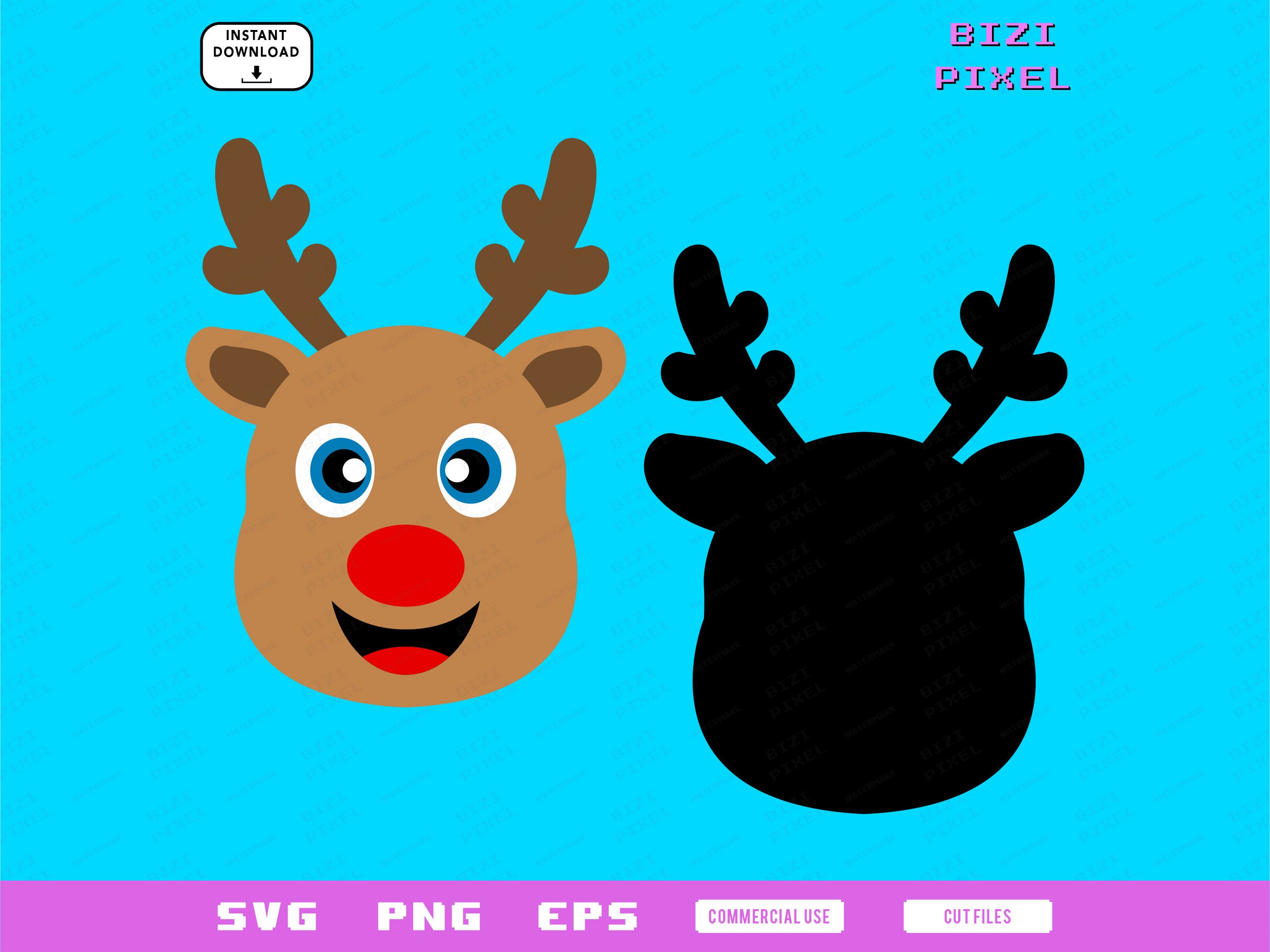Rudolphs the Red Nosed Reindeer Svg Cute Reindeer Face Svg - Etsy