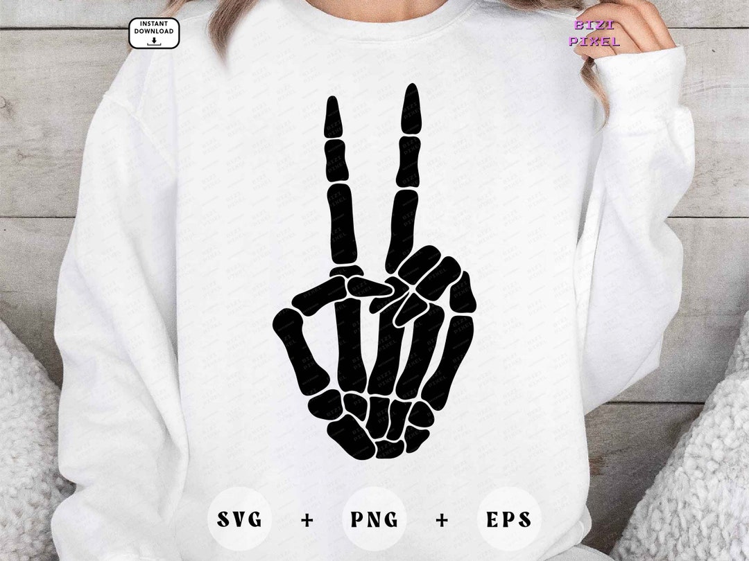 Skeleton Hand Peace Svg, Skeleton Hand Peace Png, Skeleton Peace ...