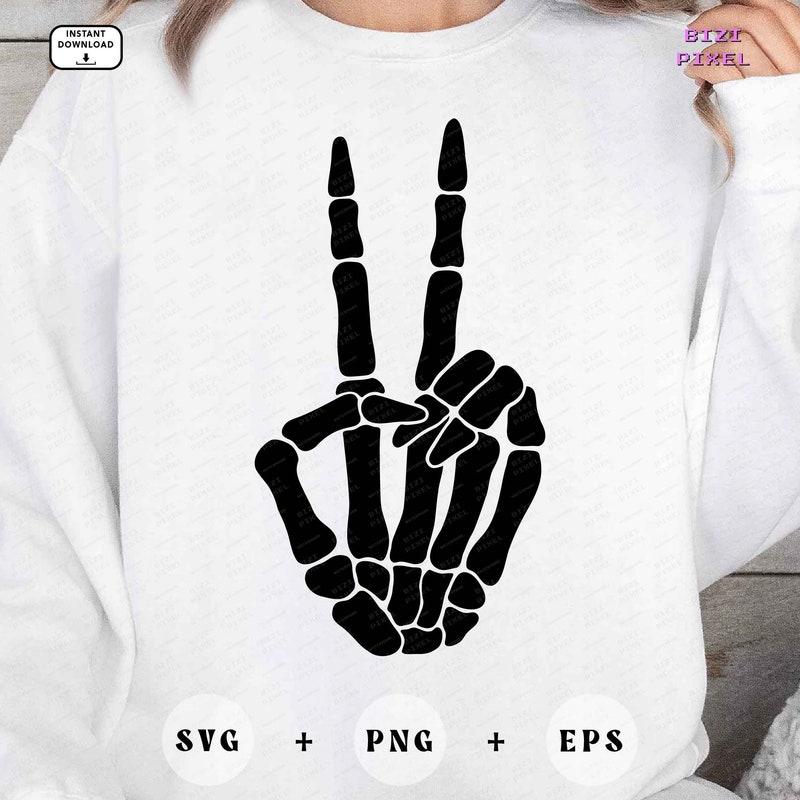 Skeleton Peace Svg - Etsy