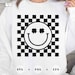 Clover Smiley Face Svg, Clover Smiley Face Png, Checkered Clover Smiley ...