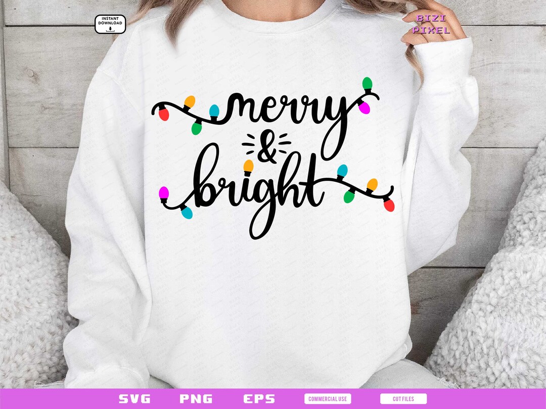 Merry and Bright Christmas Lights : Svg Png (digital Download) - Etsy