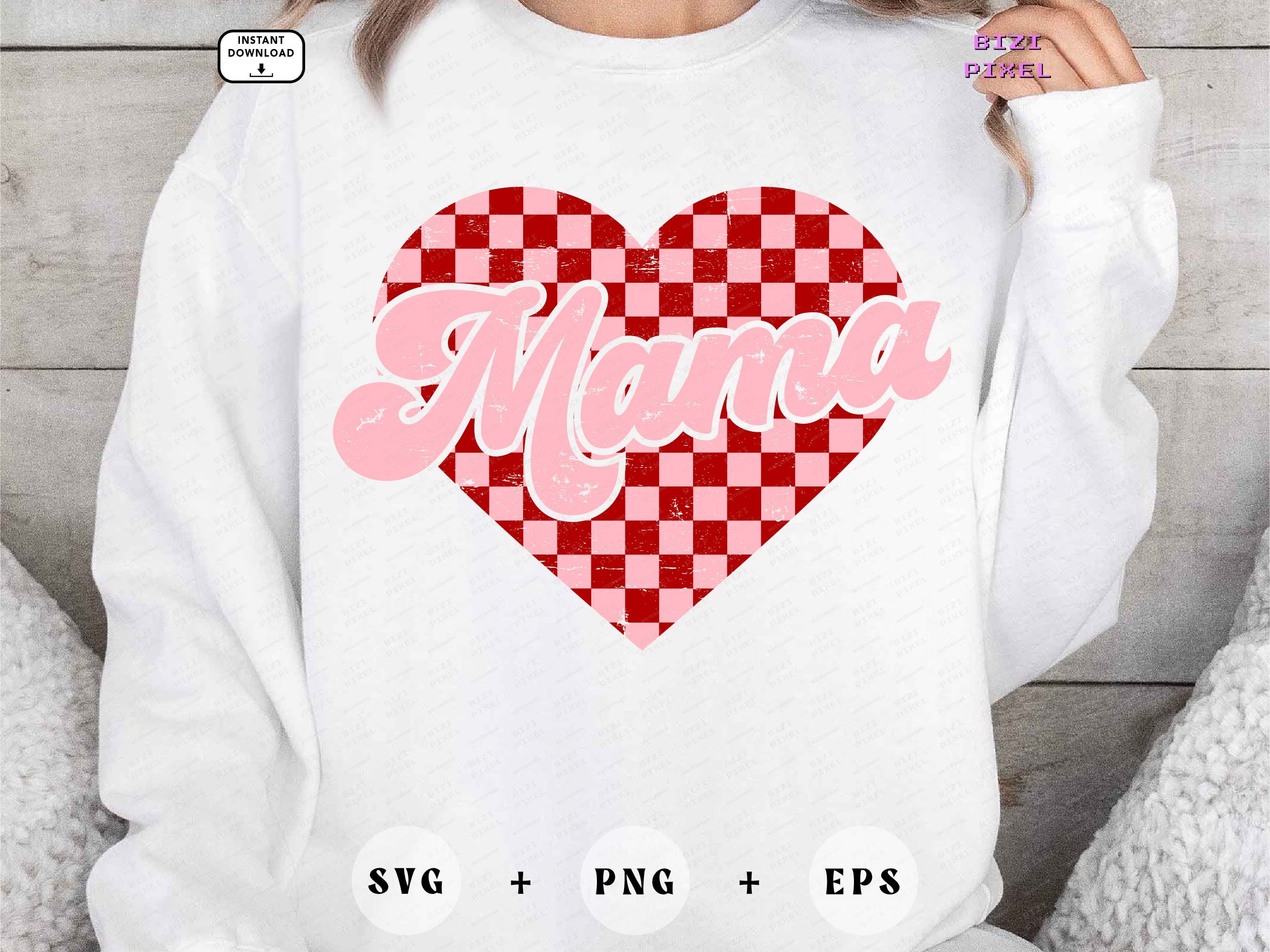Checkered Mama Svg, Mama Checkered Heart Png, Checkered Mama Png, Mama ...