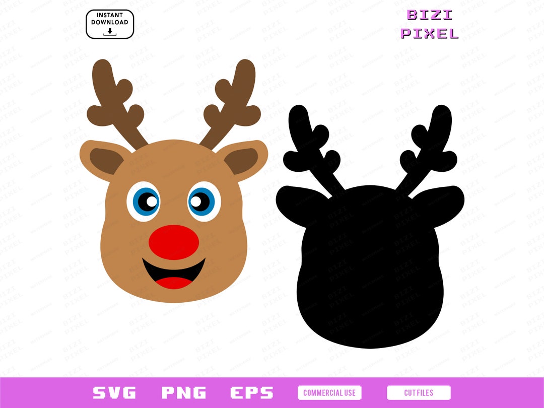 Rudolphs the Red Nosed Reindeer Svg, Cute Reindeer Face Svg, Christmas ...