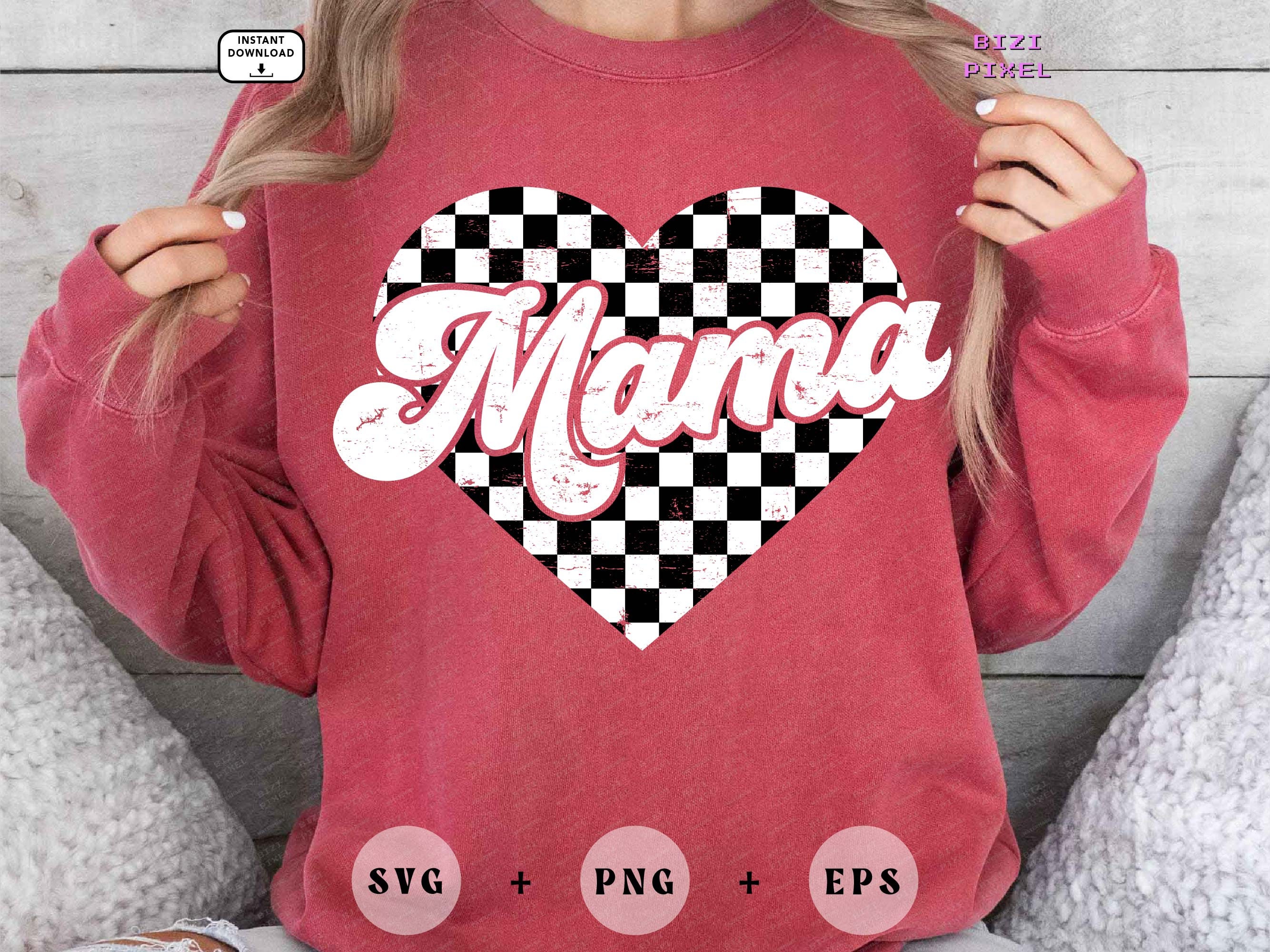 Checkered Mama Svg, Mama Checkered Heart Png, Checkered Mama Png, Mama ...