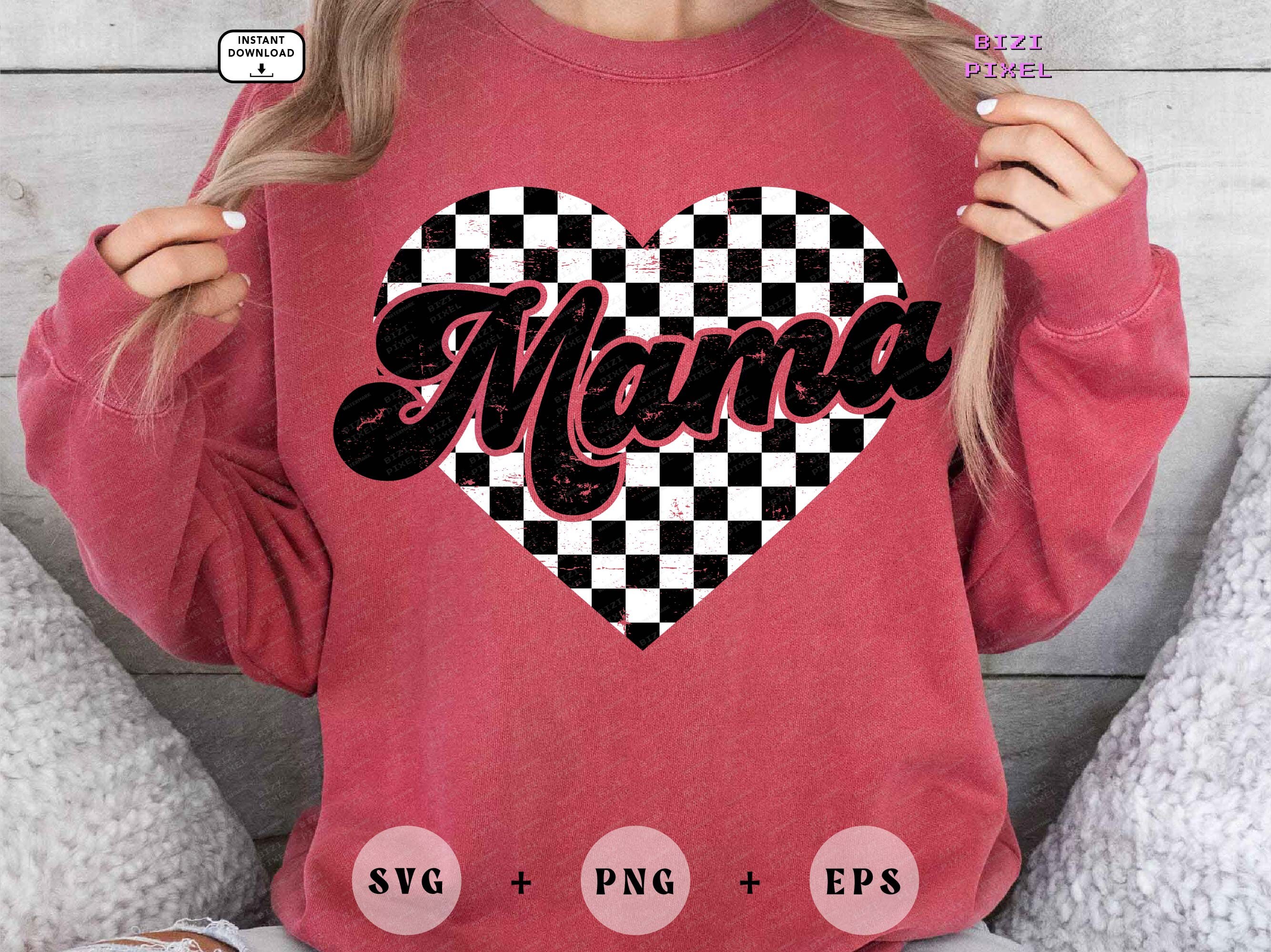 Checkered Mama Svg, Mama Checkered Heart Png, Checkered Mama Png, Mama ...