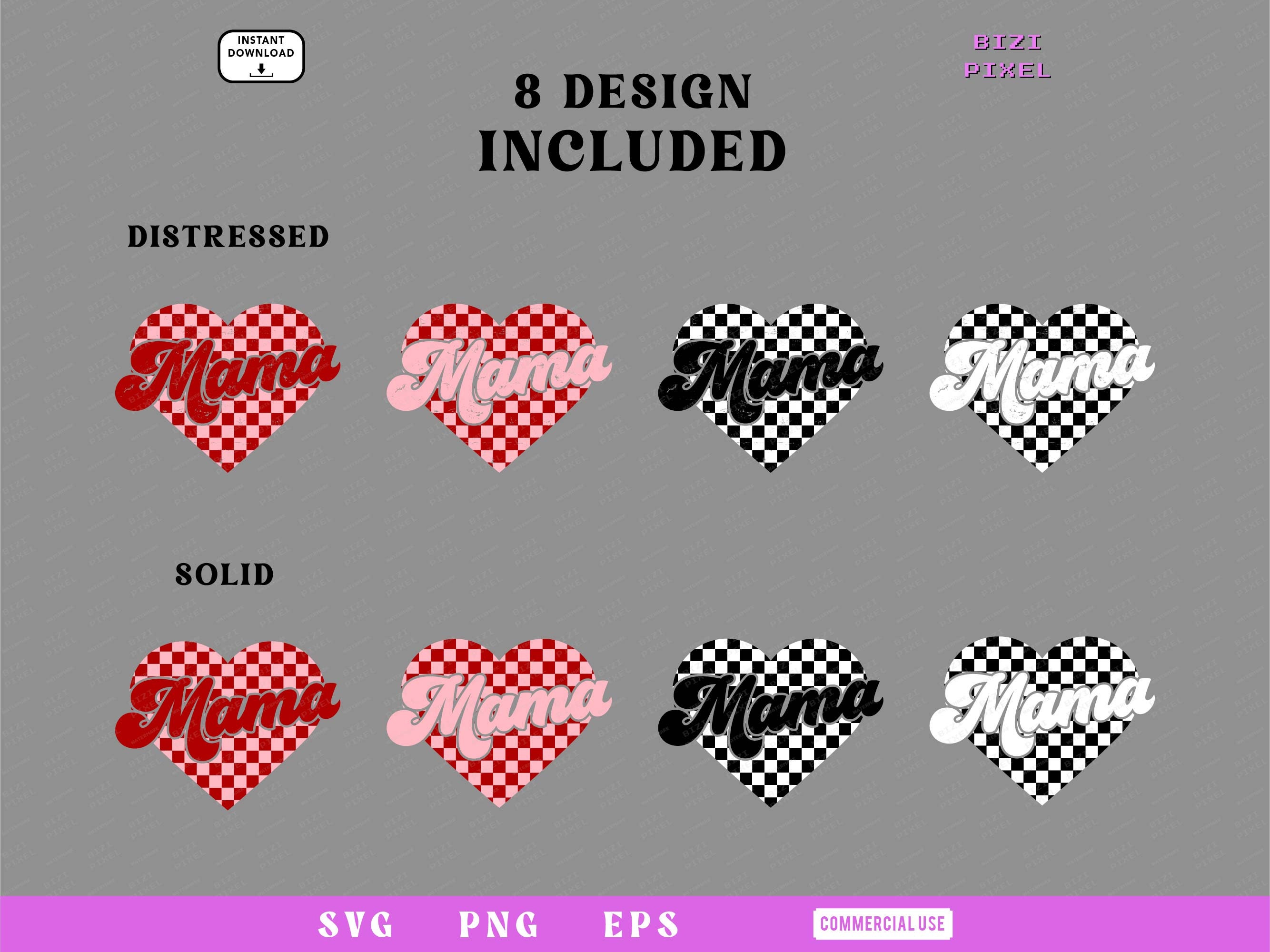 Checkered Mama Svg, Mama Checkered Heart Png, Checkered Mama Png, Mama ...