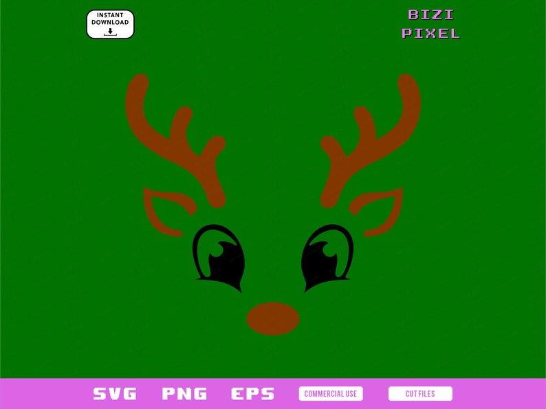 Reindeer Svg, Cute Reindeer Face Svg, Rudolphs the Red Nosed Reindeer ...