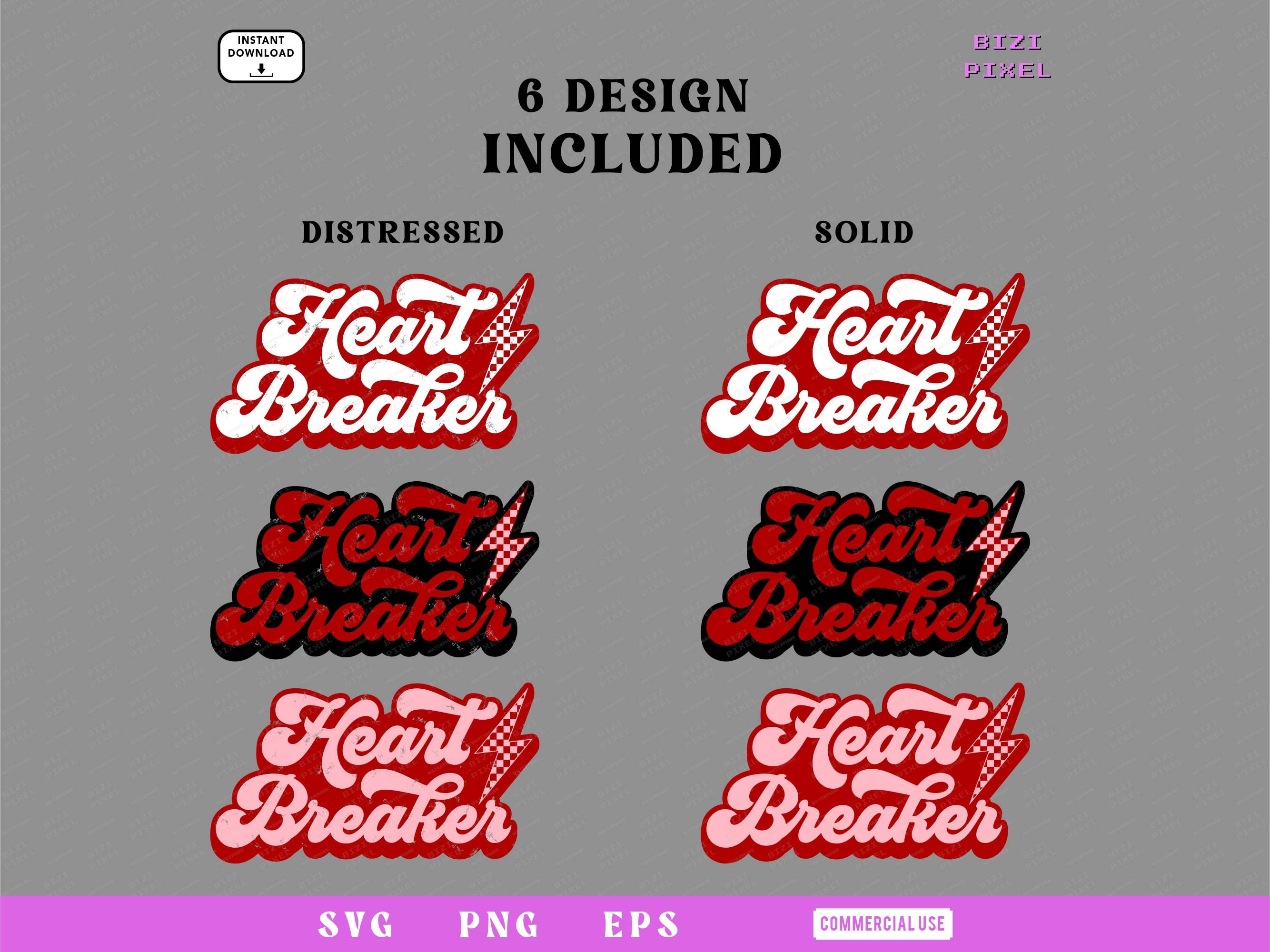 Heart Breaker Svg, Heart Breaker Png, Heart Breaker Retro, Groovy Heart ...