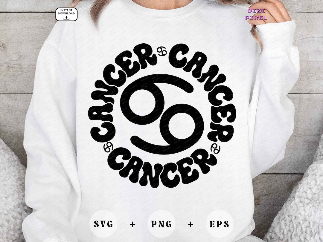 Retro Cancer Zodiac SVG PNG: Horoscope Circle Design (digital Download ...