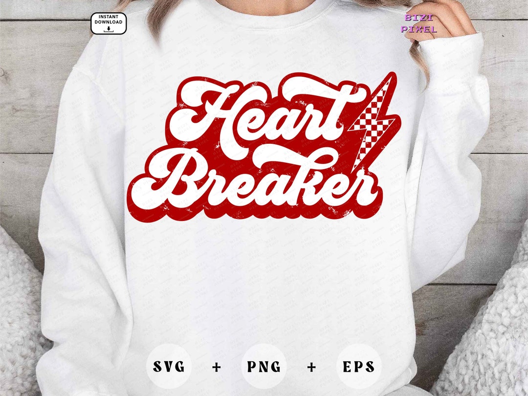 Heart Breaker Svg, Heart Breaker Png, Heart Breaker Retro, Groovy Heart ...