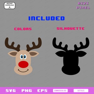 Rudolphs the Red Nosed Reindeer Svg, Cute Reindeer Face Svg, Rudolphs ...