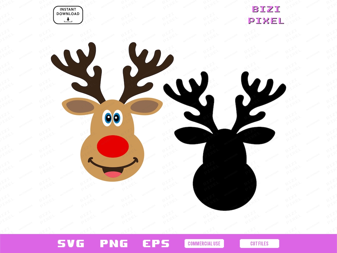 Rudolphs the Red Nosed Reindeer Svg, Cute Reindeer Face Svg, Christmas ...
