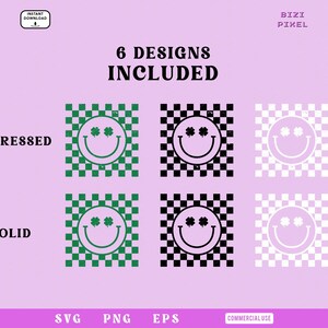 Clover Smiley Face Svg, Clover Smiley Face Png, Checkered Clover Smiley ...