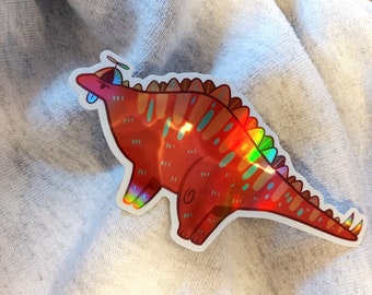 Cute Brontosaurus Dinosaurs Wearing Hats Matte Stickers Cottagecore ...