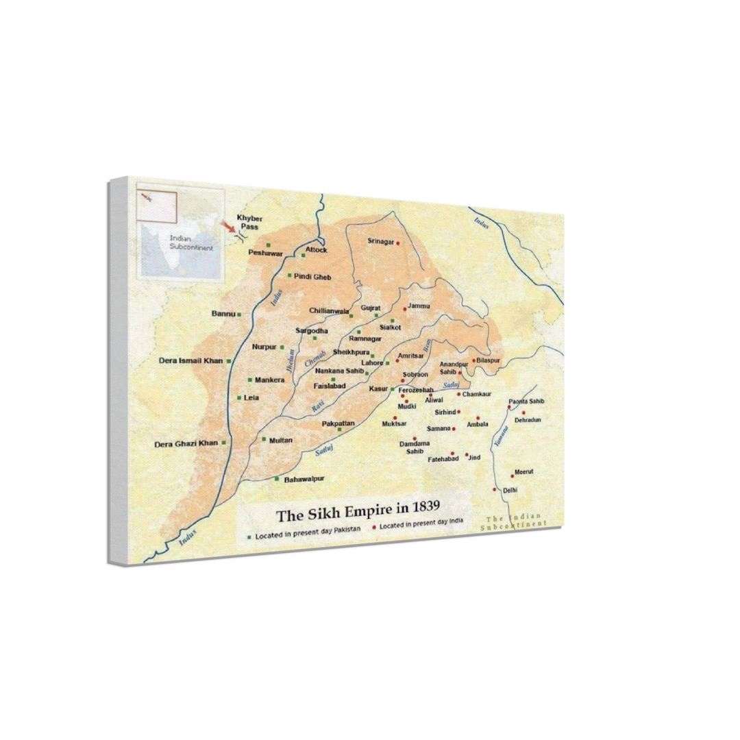 Sikh Empire Map of Punjab Circa 1839 - Etsy UK