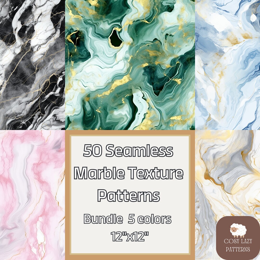 50 Seamless Marble Texture Patterns Bundle 5 Colors - Marble Textures ...