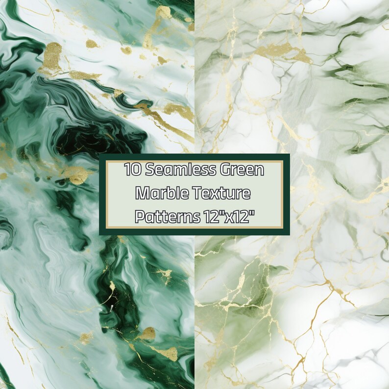 10 Seamless Green Marble Texture Patterns - Marble Textures, Digital ...