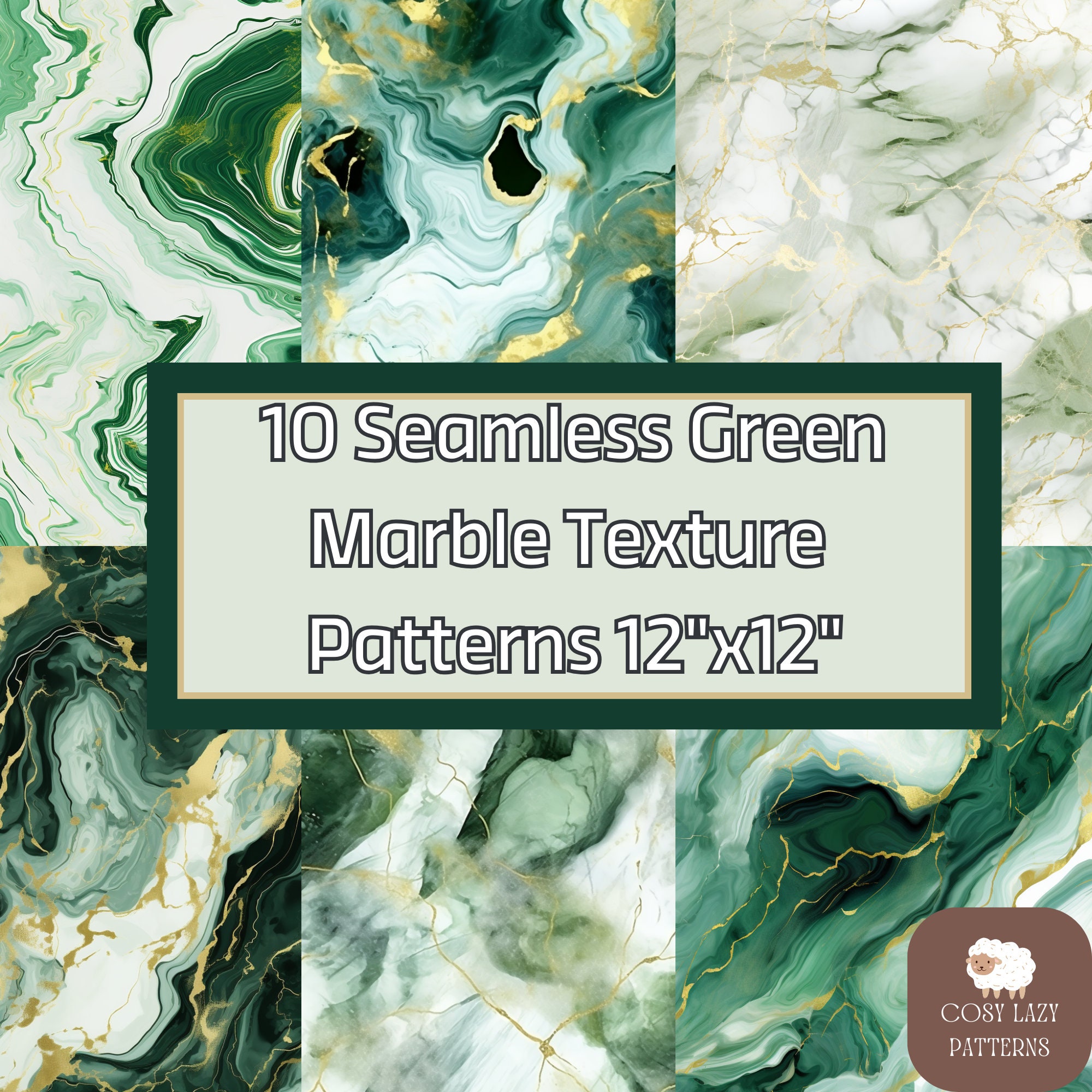 10 Seamless Green Marble Texture Patterns - Marble Textures, Digital ...