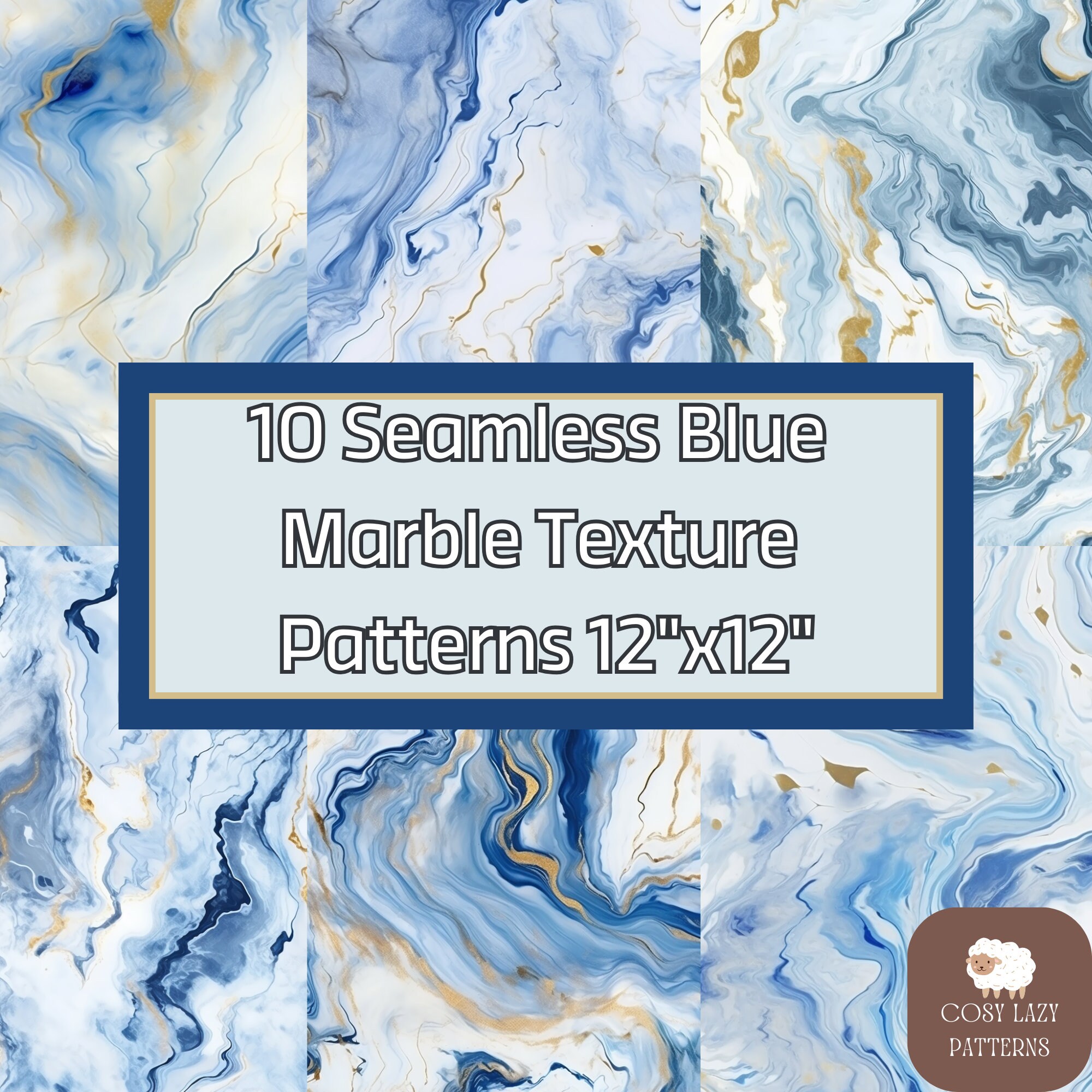 10 Seamless Blue Marble Texture Patterns - Marble Textures, Digital ...