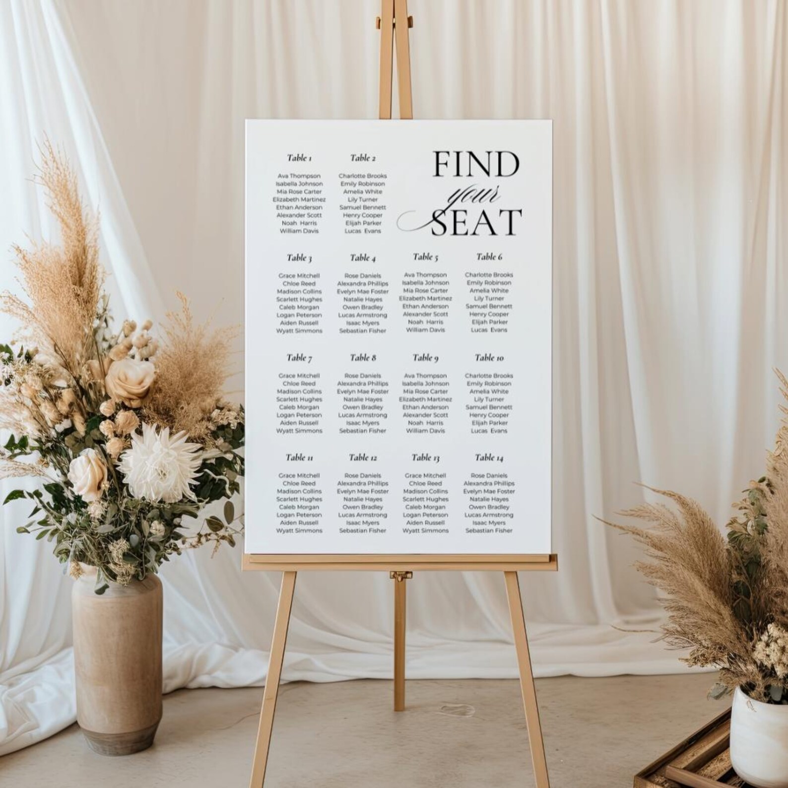 Modern Seating Chart Canva Template, Printable Wedding Seating Chart ...