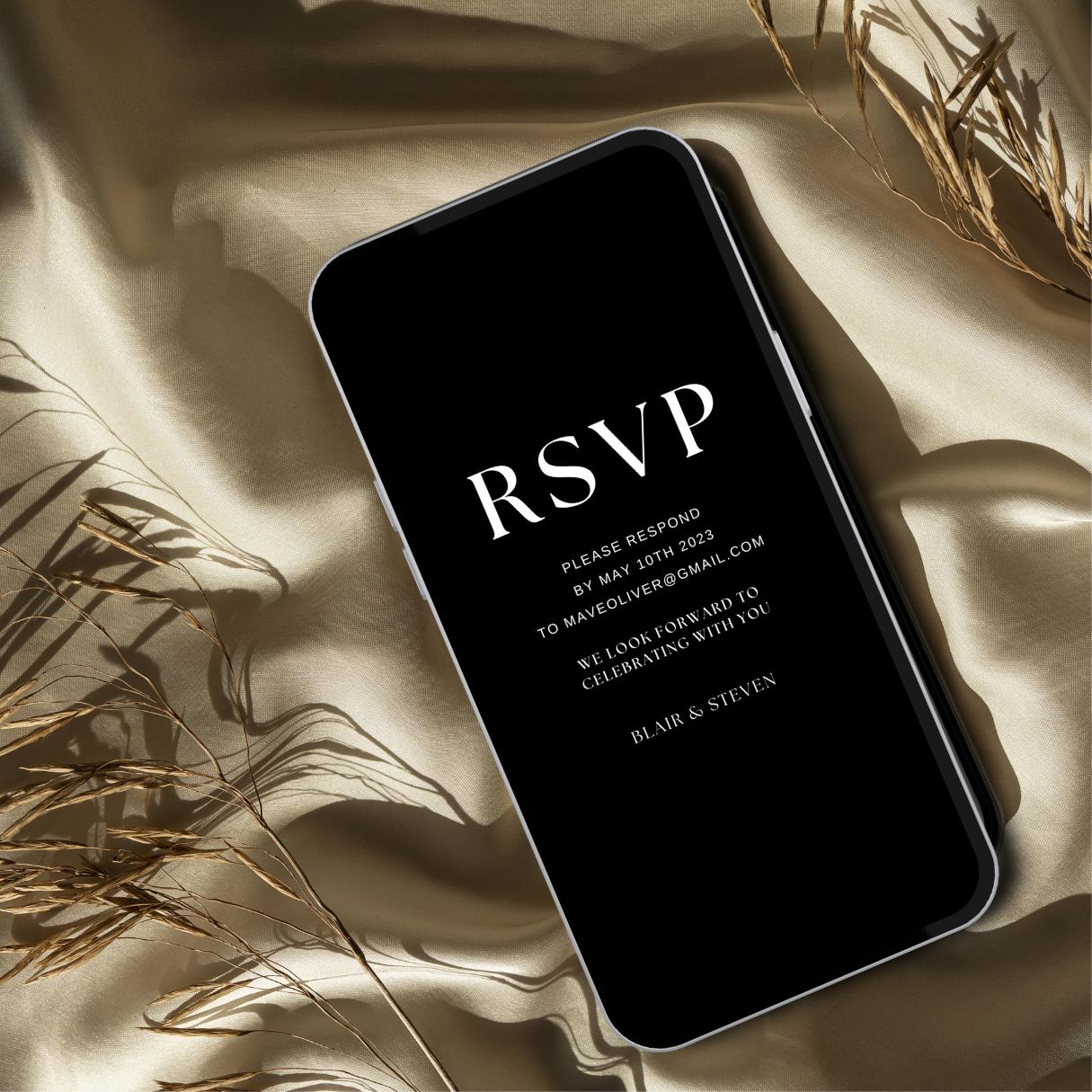 Black Modern Wedding Video Invite Template, Animated Minimalist Wedding ...