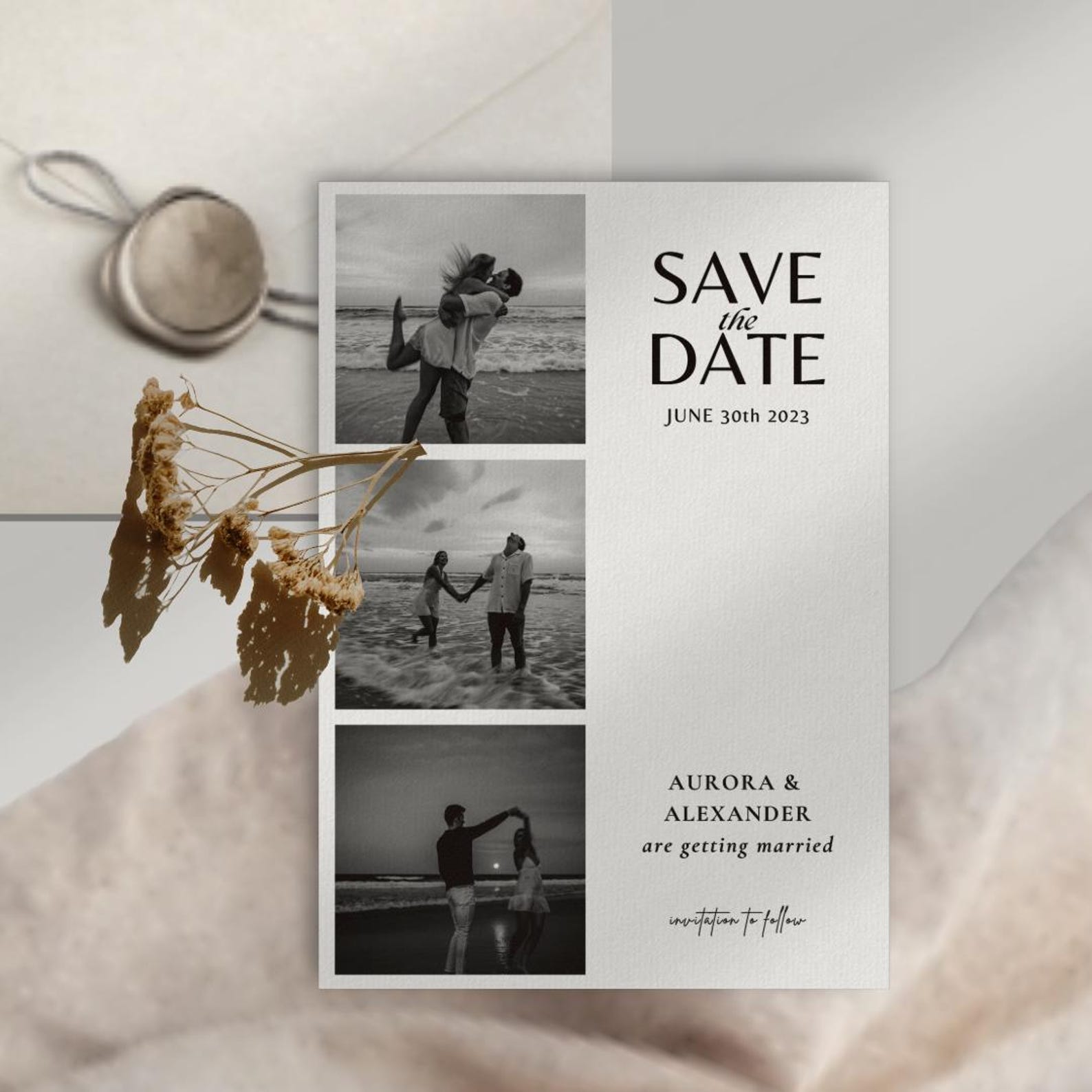 Wedding Invitation With Photo Collage, Save the Date, Wedding Details ...