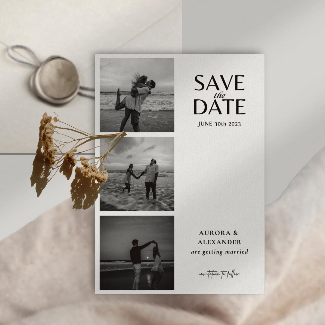 Wedding Invitation With Photo Collage, Save the Date, Wedding Details ...