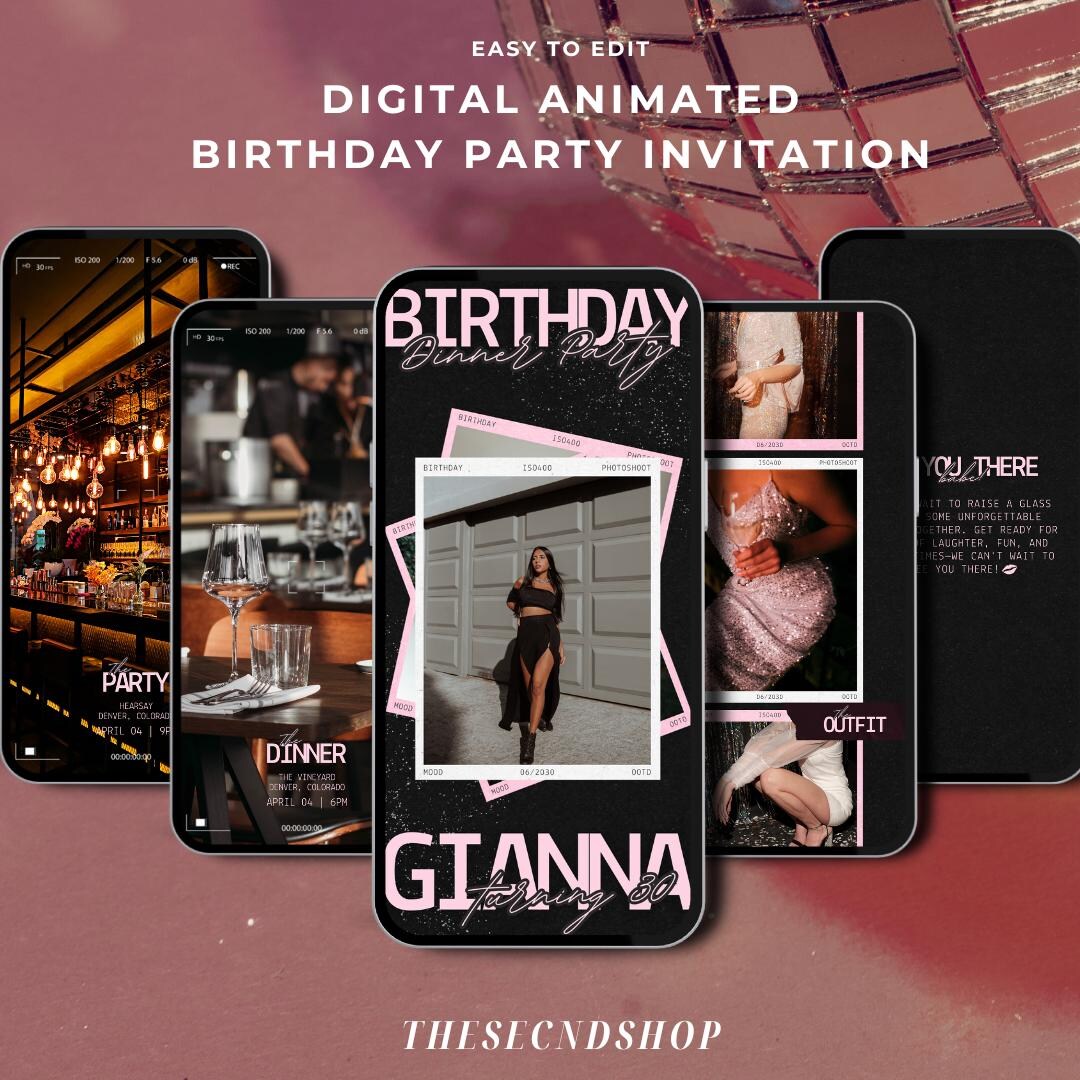 Digital Birthday Party Invitation, Animated Birthday Party, Digital ...