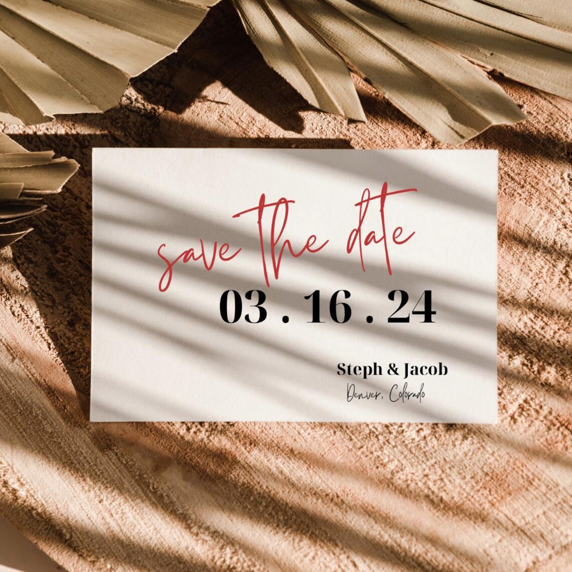 Red Script Save the Date Template: Elegant Wedding Card (digital ...