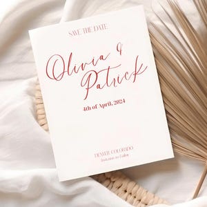Red Minimalist Save the Date Card: Editable Canva Template (instant ...