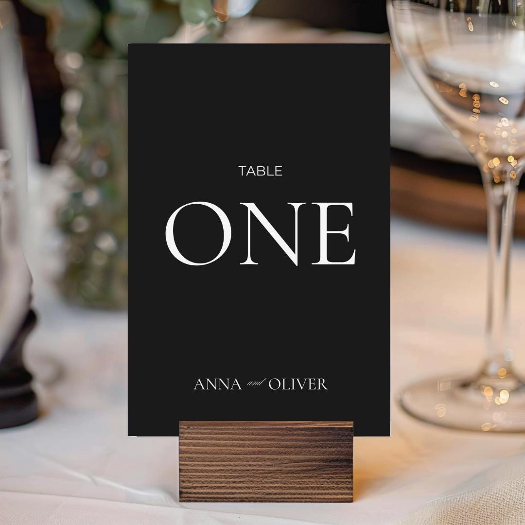 Black Table Numbers, Modern Black Wedding, Minimalist Wedding Table ...