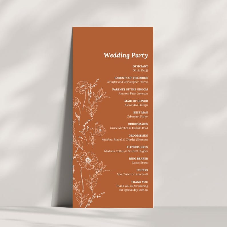 Terracotta Program Template, Fall Wedding Program, Wedding Day Timeline ...