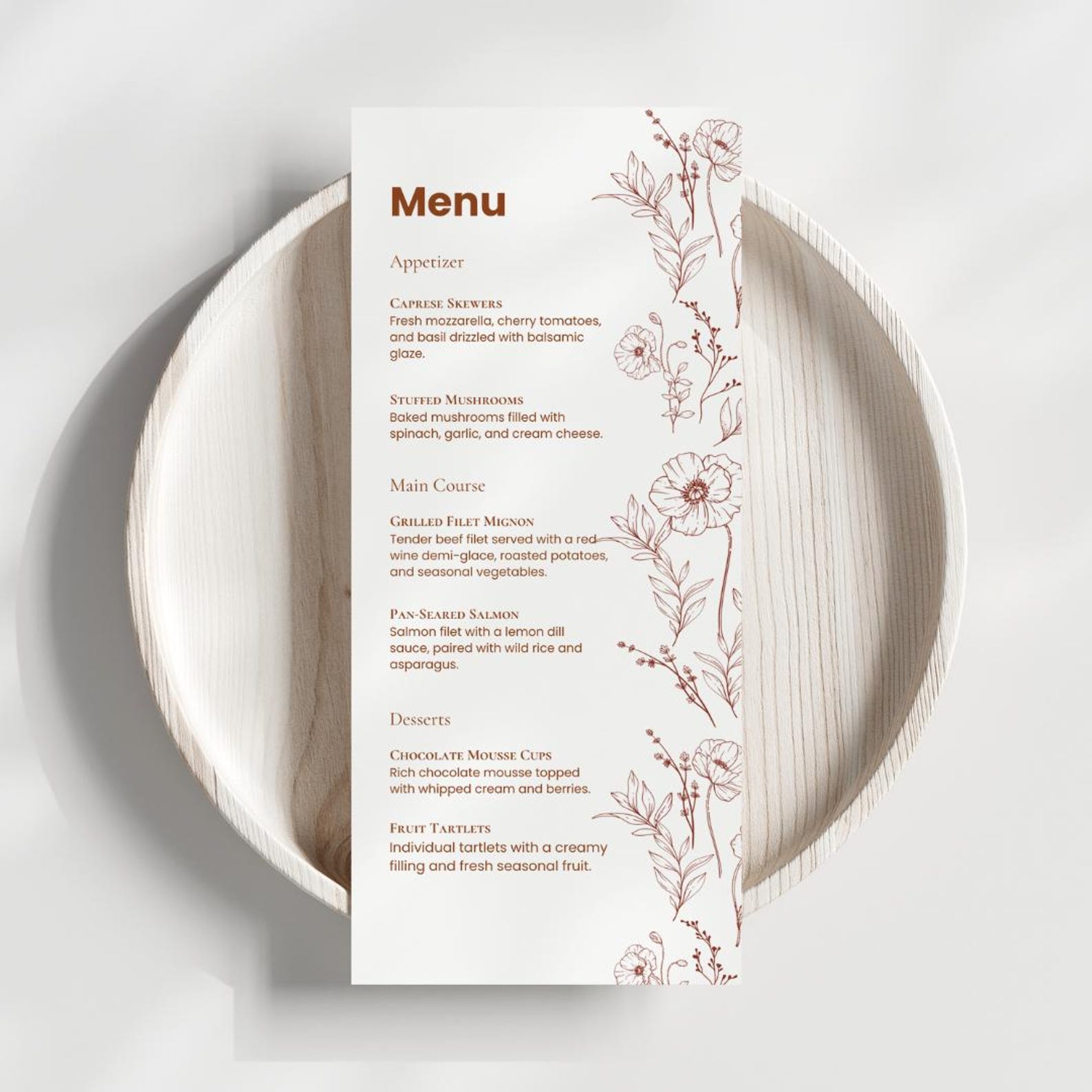 Terracotta Wedding Menu Canva Template, Burnt Orange Menu Template ...