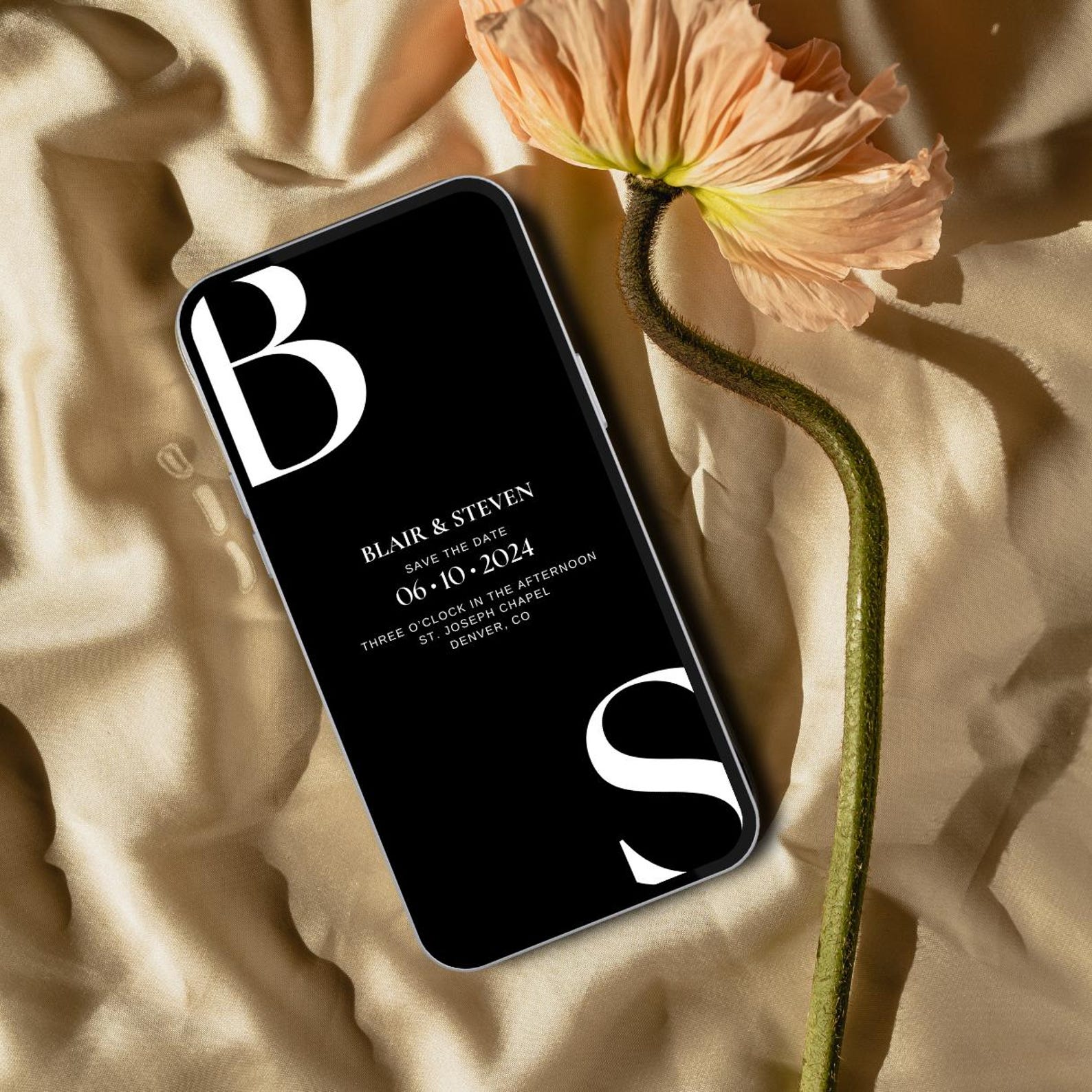 Black Modern Wedding Video Invite Template, Animated Minimalist Wedding ...