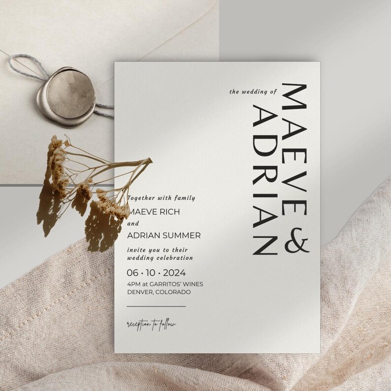 Modern Wedding Invitation Suite Canva Template, Wedding Details Card ...
