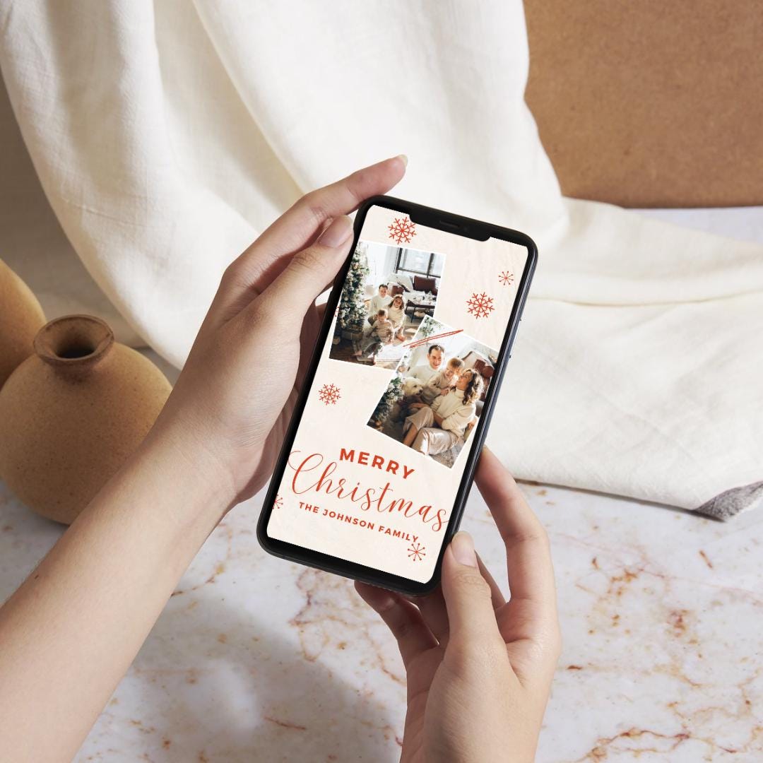 Animated Christmas Photo Card Template, Editable Merry Christmas Card ...