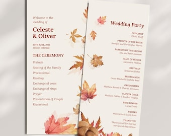 Terracotta Program Template, Fall Wedding Program, Wedding Day Timeline ...