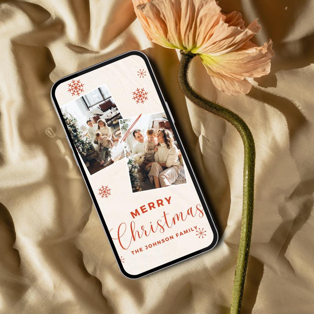 Animated Christmas Photo Card Template, Editable Merry Christmas Card ...