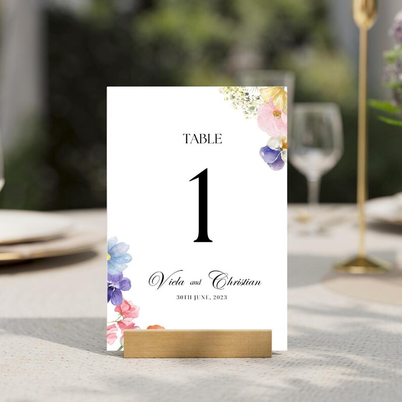 Wildflower Table Number, Wildflower Wedding, Floral Wedding Table ...