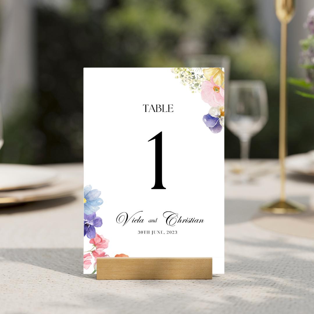 Wildflower Table Number, Wildflower Wedding, Floral Wedding Table ...
