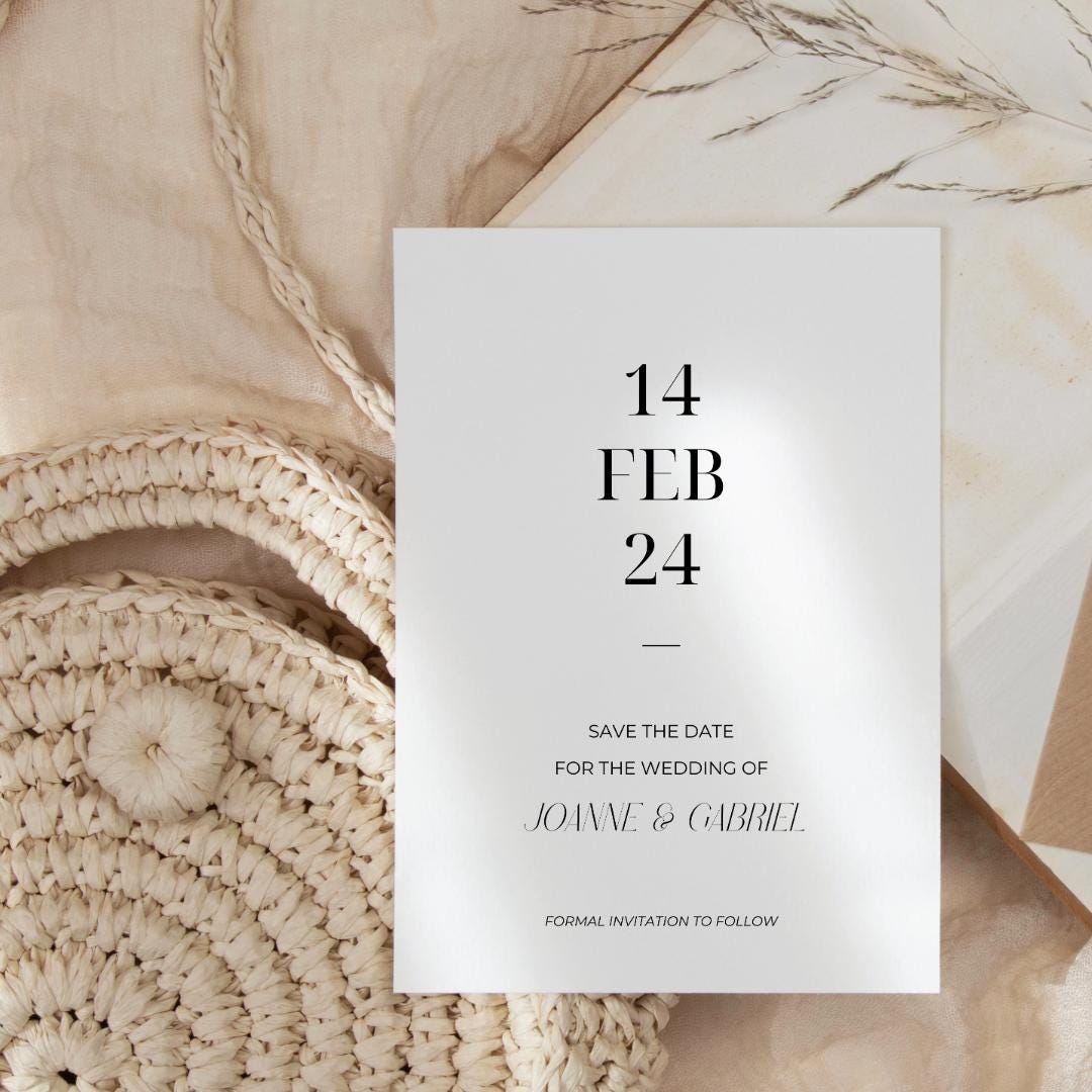 Modern Save the Date Template, Minimalist Save the Date Editable ...