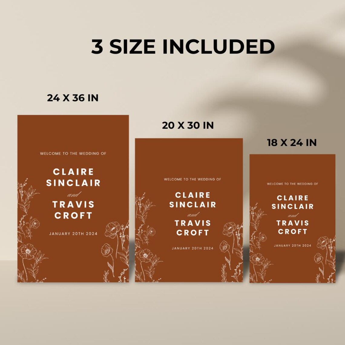 Boho Terracotta Wedding Welcome Sign Template, Burnt Orange Reception ...