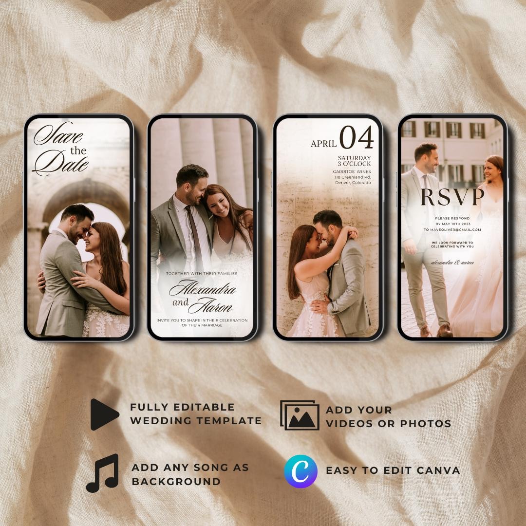 Modern Save the Date Video Invitation Template, Video Wedding ...