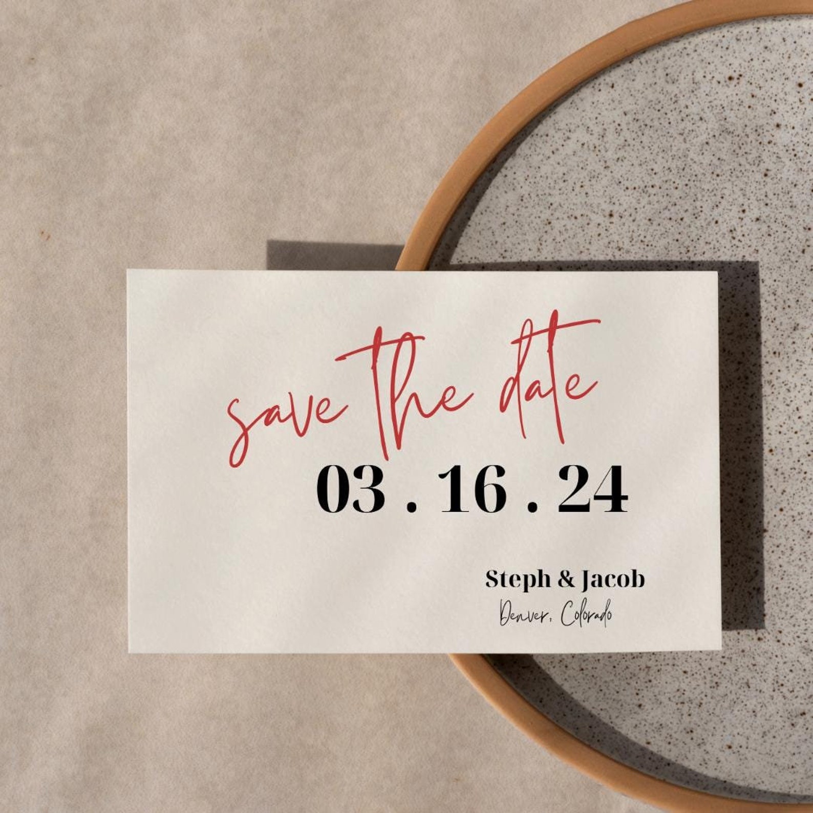 Red Script Save the Date Template: Elegant Wedding Card (digital ...