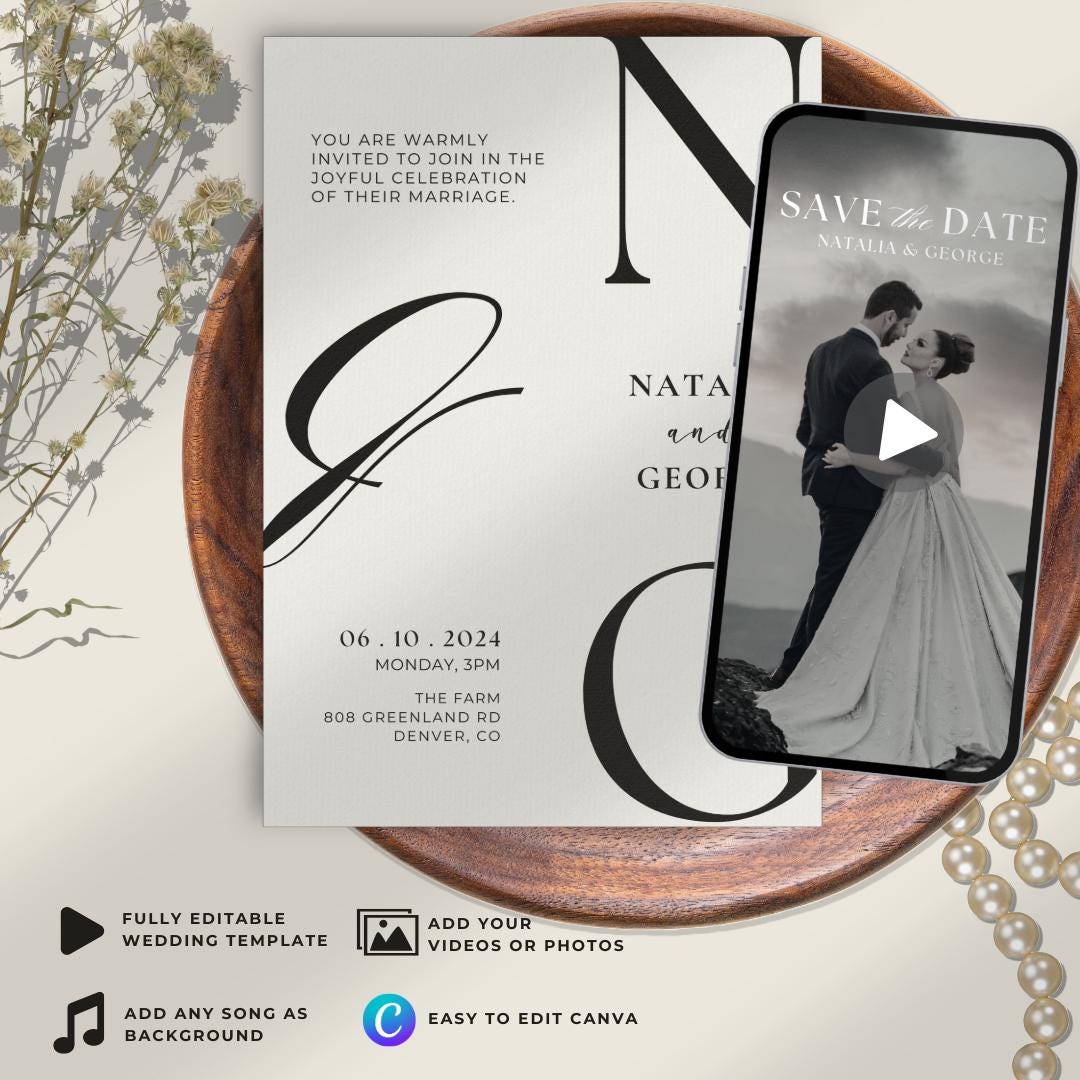 Wedding Video Invitation Save the Date Photo, Wedding Invite Animated ...