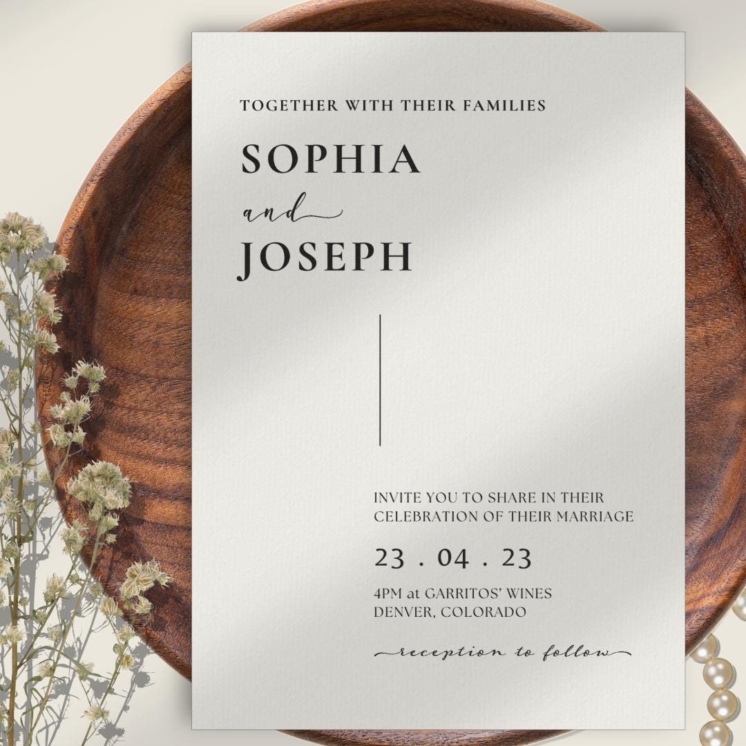 Simple Wedding Invite Set Template, Minimalist Wedding Invitation Canva ...