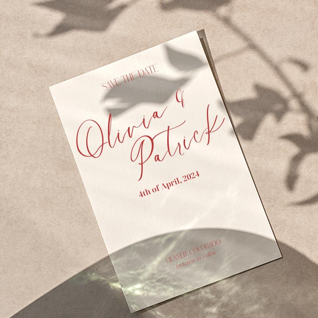 Red Minimalist Save the Date Card: Editable Canva Template (instant ...