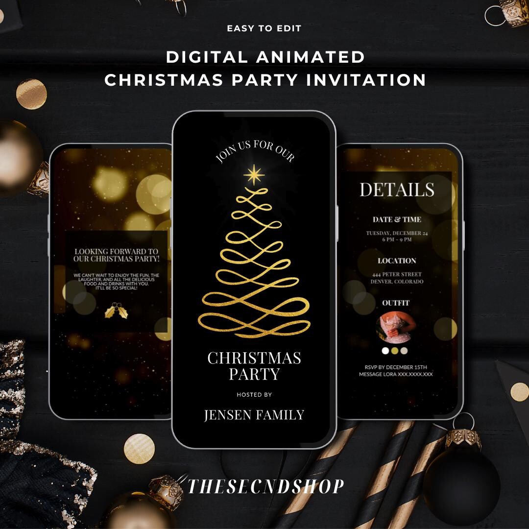 Digital Christmas Party Invitation, Editable Christmas Party Invite ...