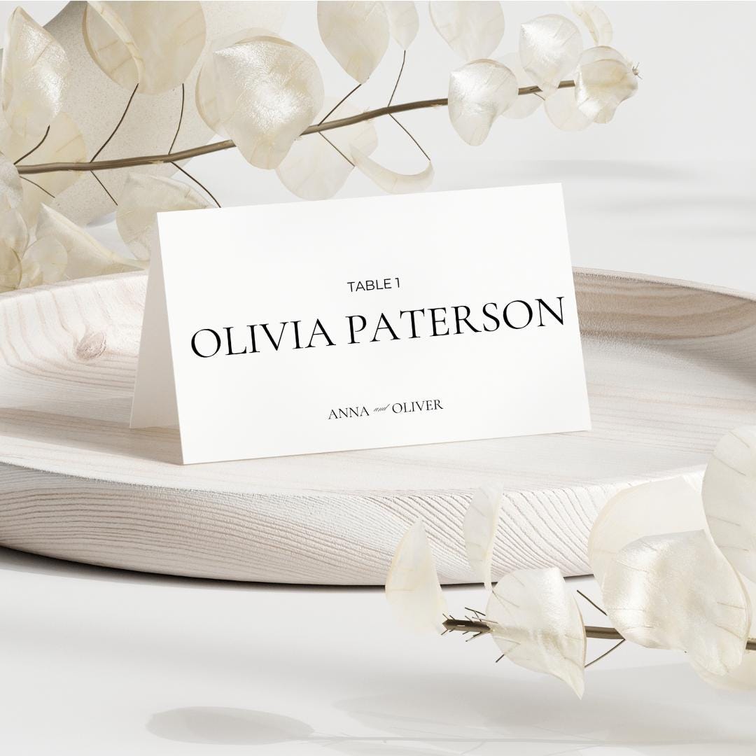 Modern Place Cards Template, Printable Place Card, Minimalist Wedding ...