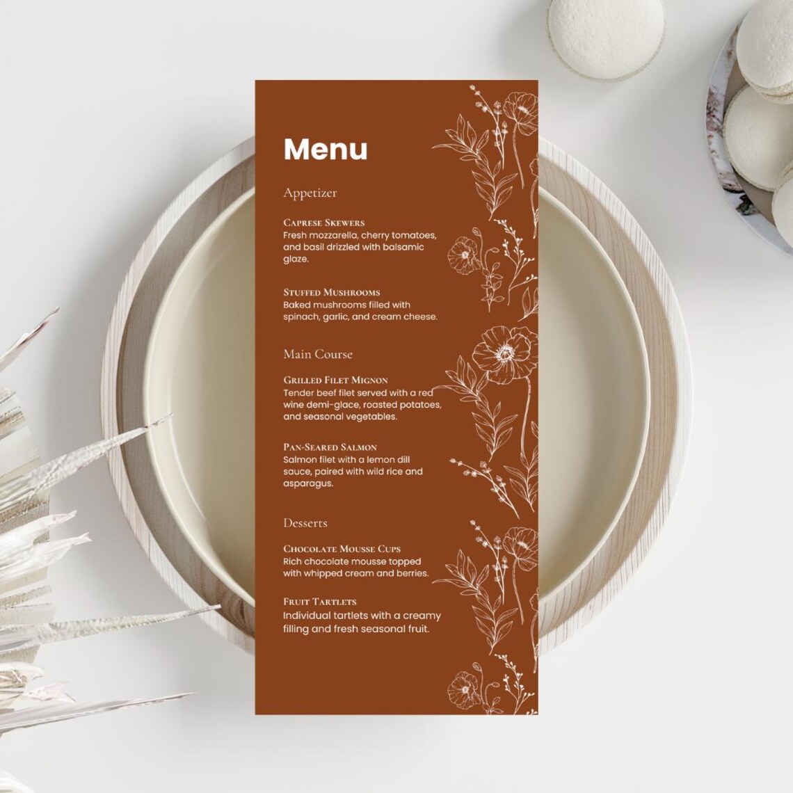 Terracotta Wedding Menu Canva Template, Burnt Orange Menu Template ...